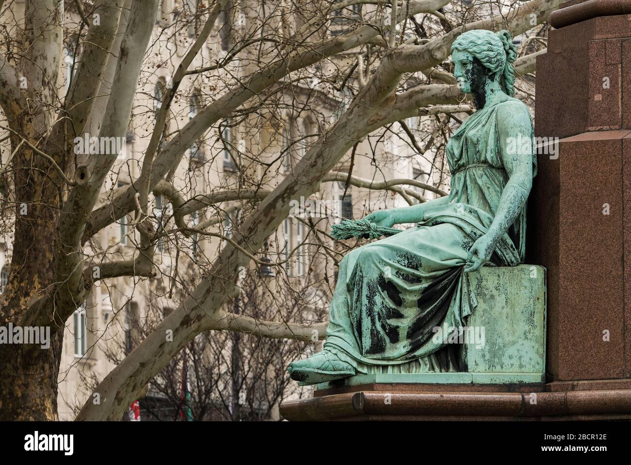 Hungary, Budapest - statues in Széchenyi square, Széchenyi Ter ...