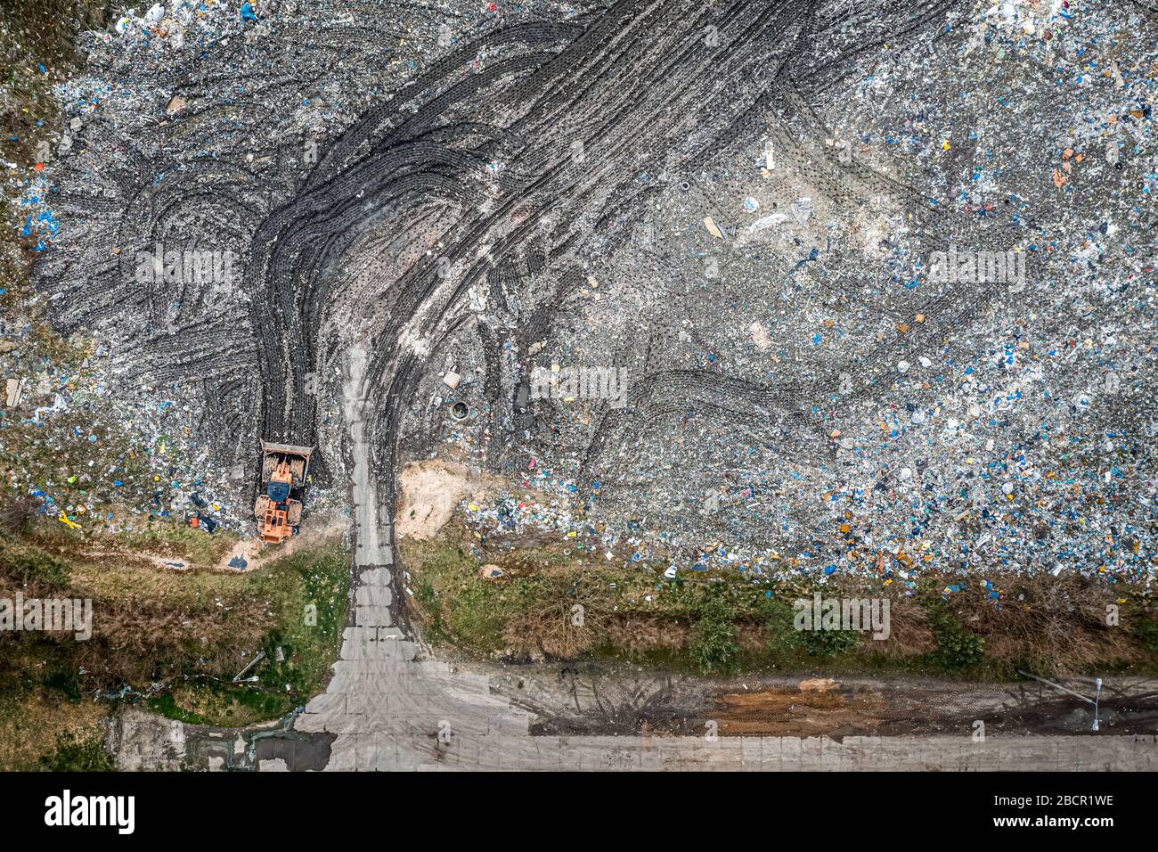 Aerial view of solid waste dump full of plastic, Poland Stock Photo - Alamy