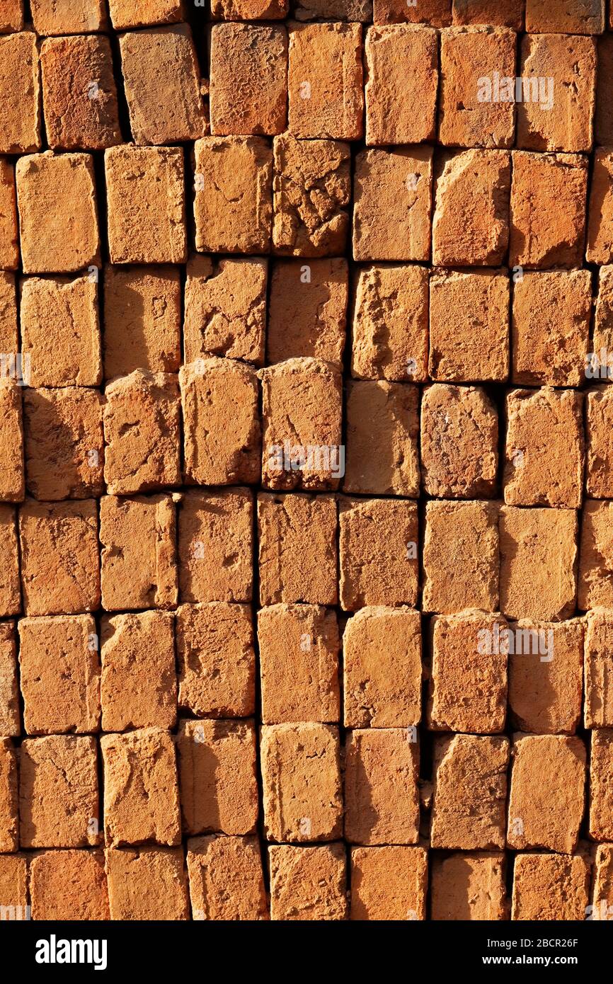 Red bricks stacked outside a shop in Mumbai, Maharashtra, India Stock ...