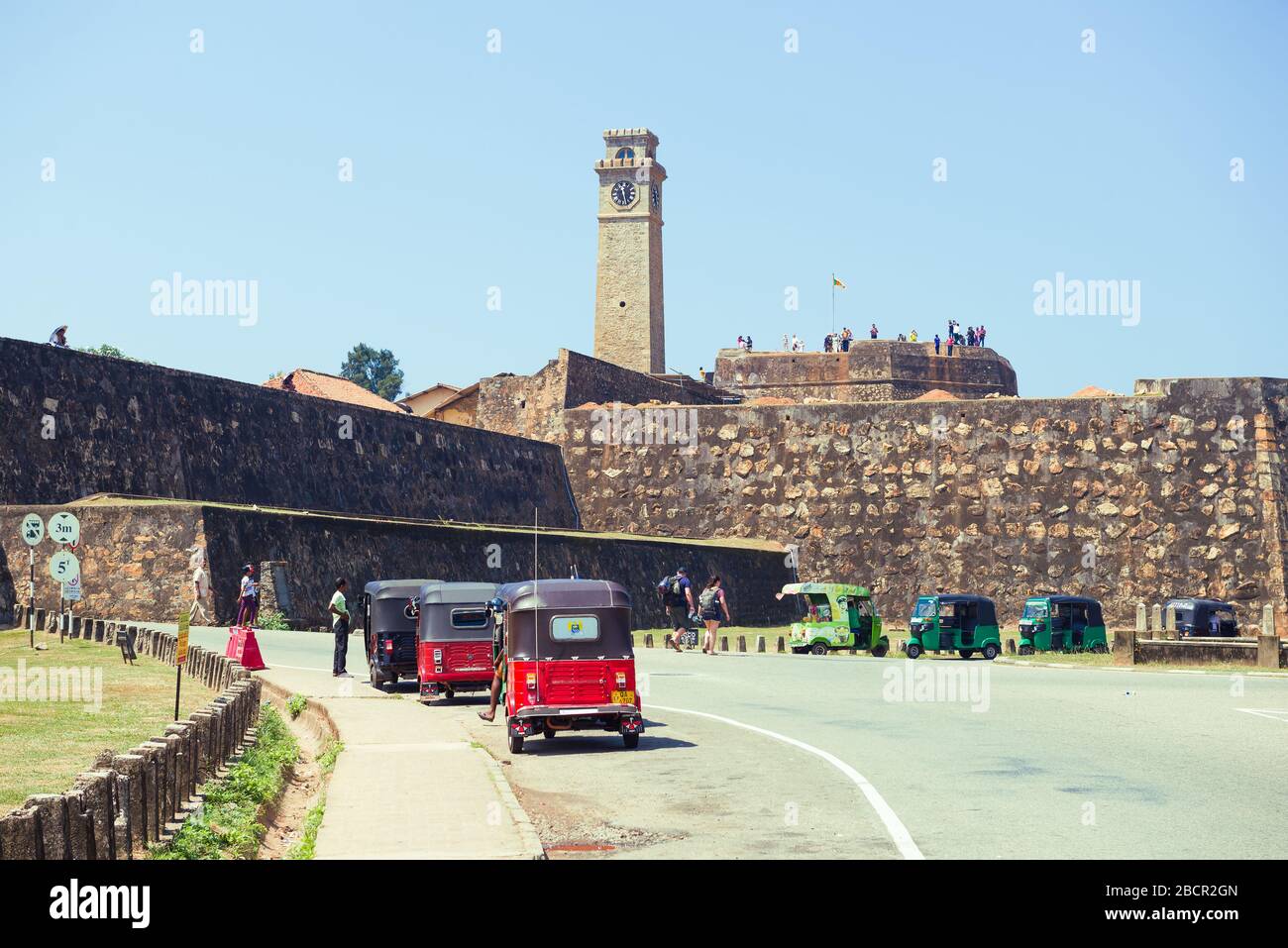 GALLE, SRI LANKA - FEBRUARY 15, 2020: Sunny day at the old Dutch fort ...