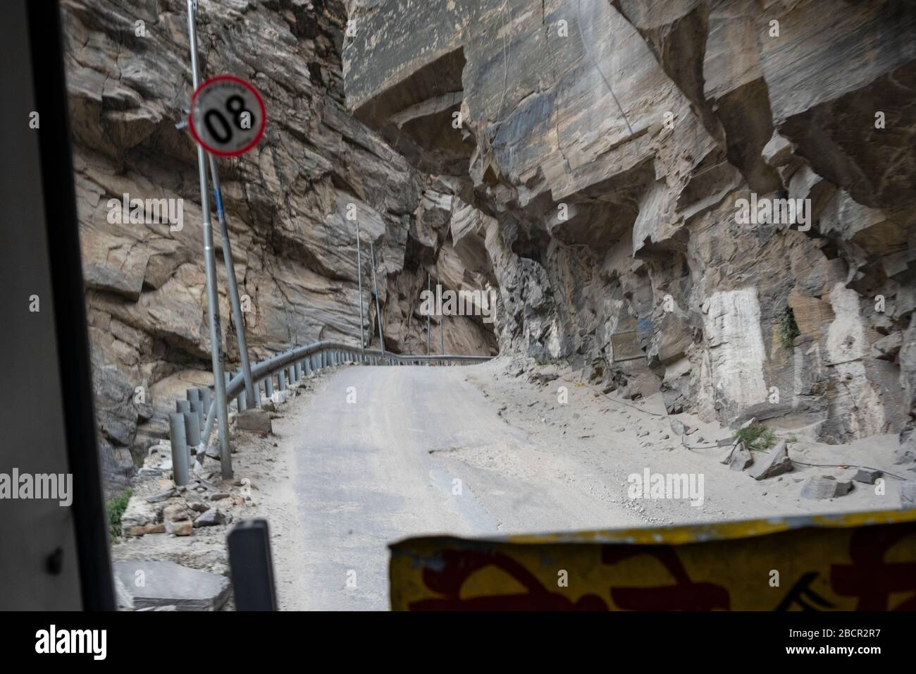 View of Sangla Rakchham road, HImachal Pradesh, India. Thee road runs ...
