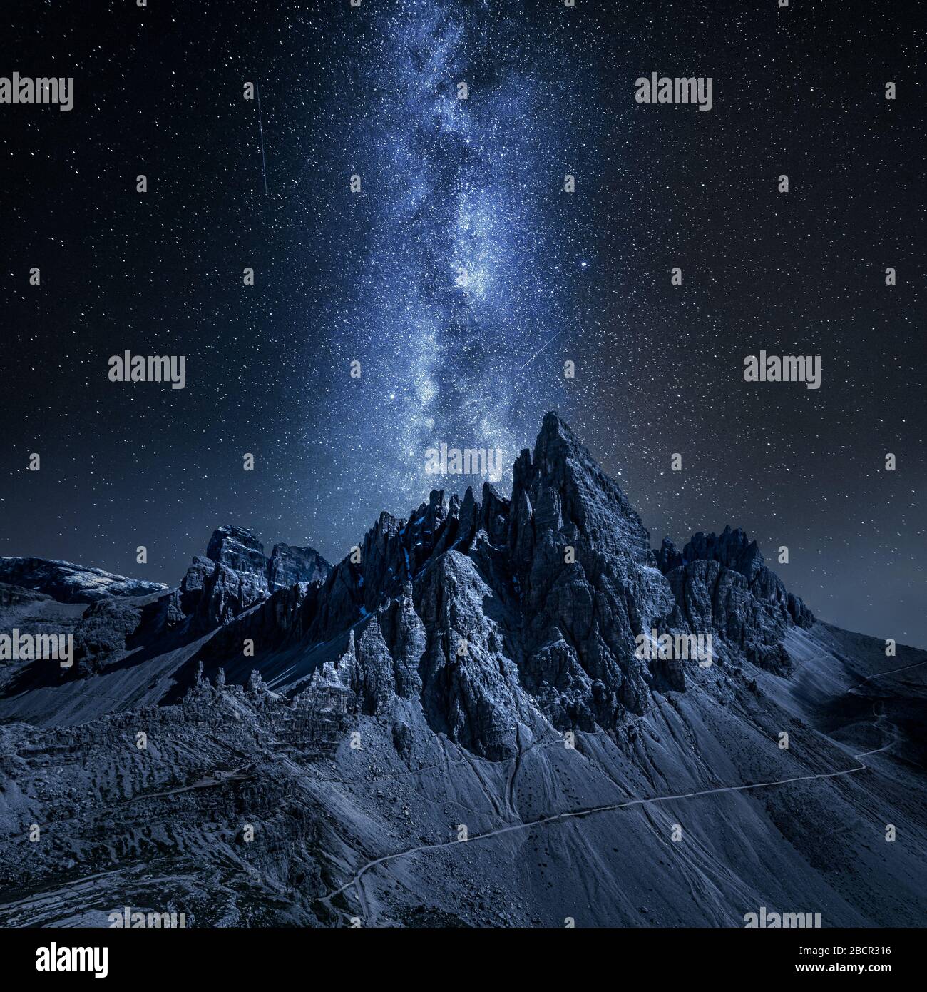 Milky way over Monte Paterno, Dolomites in Italy Stock Photo - Alamy