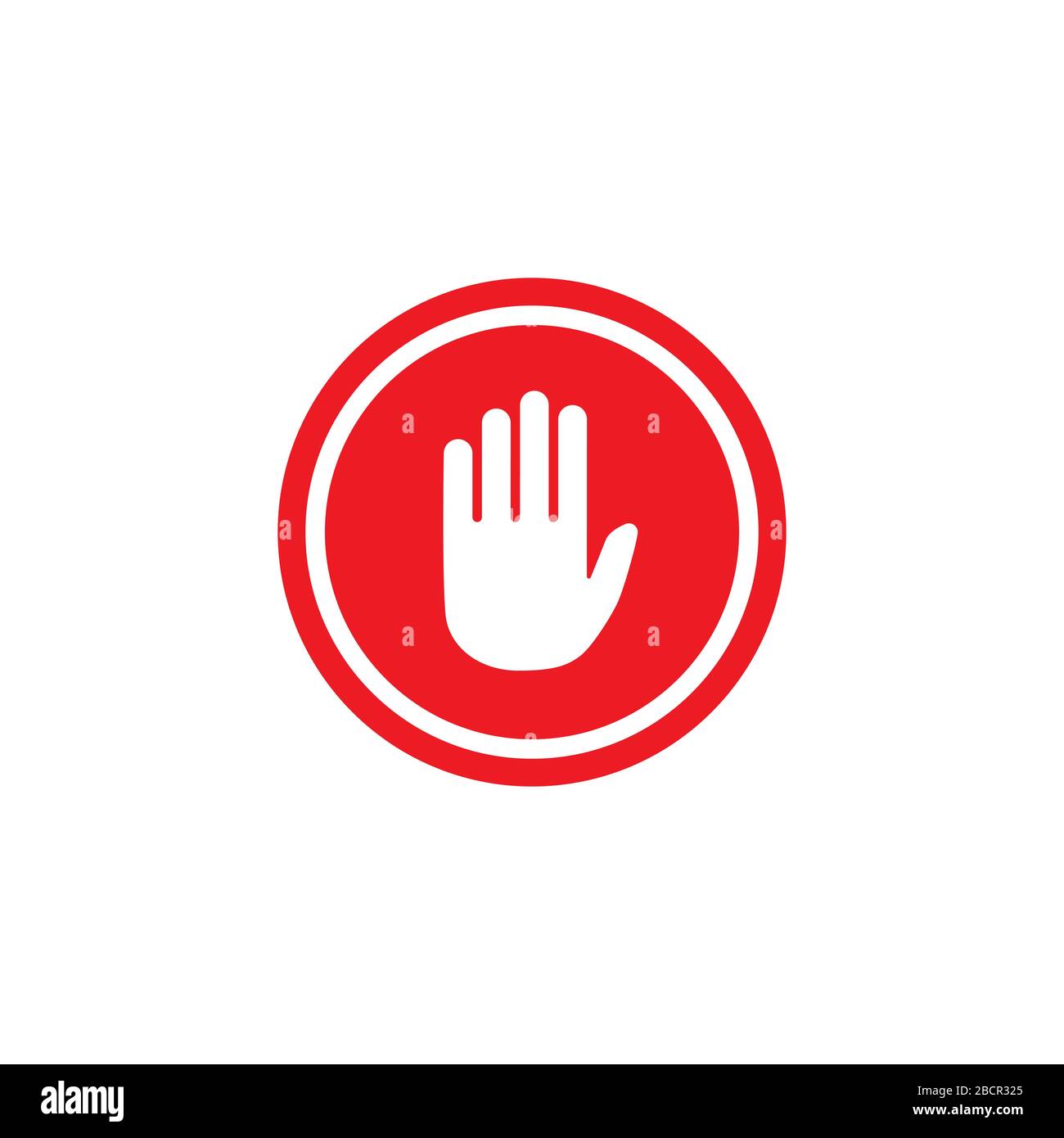 white hand silhouette in red circle isolated on white background Stock ...