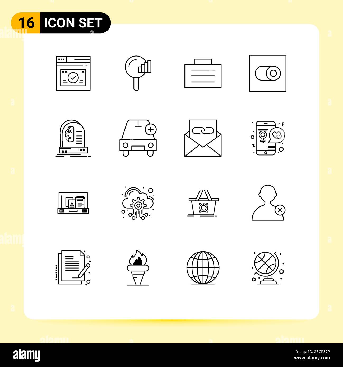 Stock Vector Icon Pack of 16 Line Signs and Symbols for intelligence ...