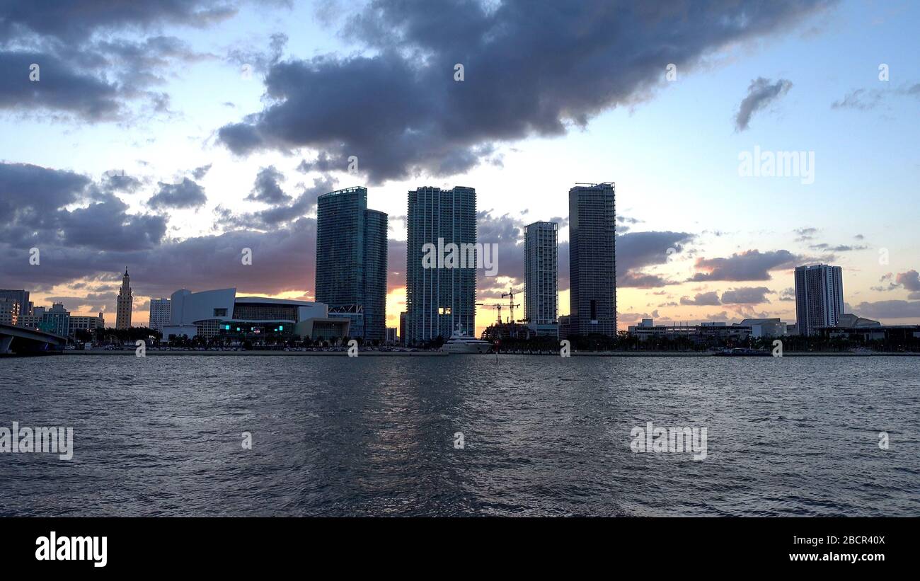 Impressive Miami Downtown skyline in the evening Stock Photo - Alamy