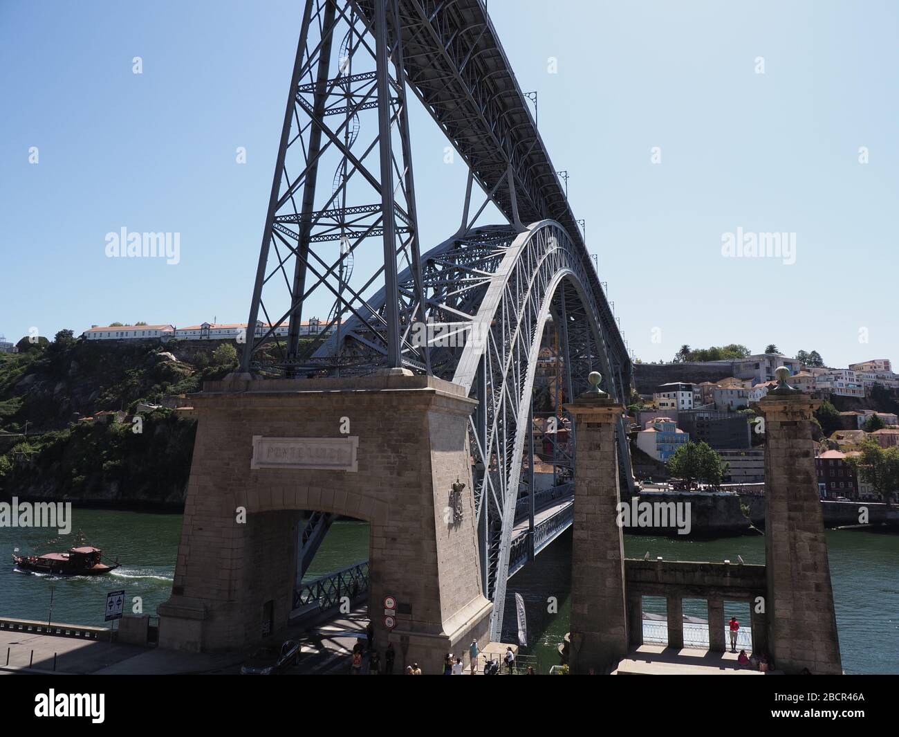 Double-deck iron bridge in Ribeira in Porto city in Portugal Stock ...
