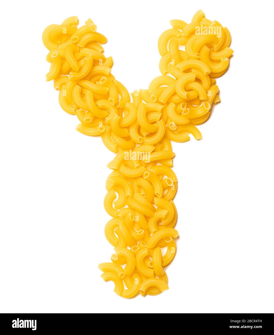 Letter Y of the English alphabet from dry pasta on a white isolated ...