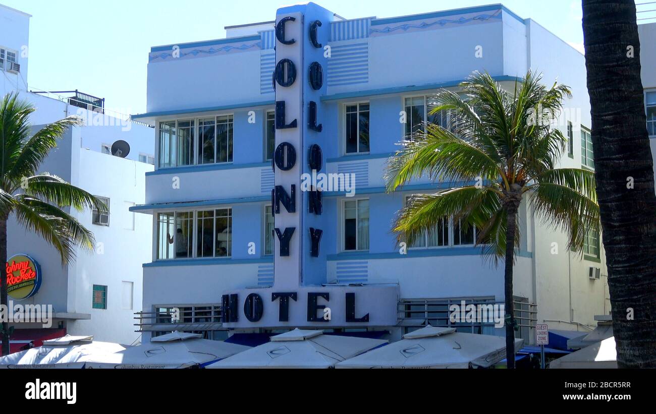 Colony Hotel at Ocean Drive Miami Beach - MIAMI, USA APRIL 10, 2016 ...