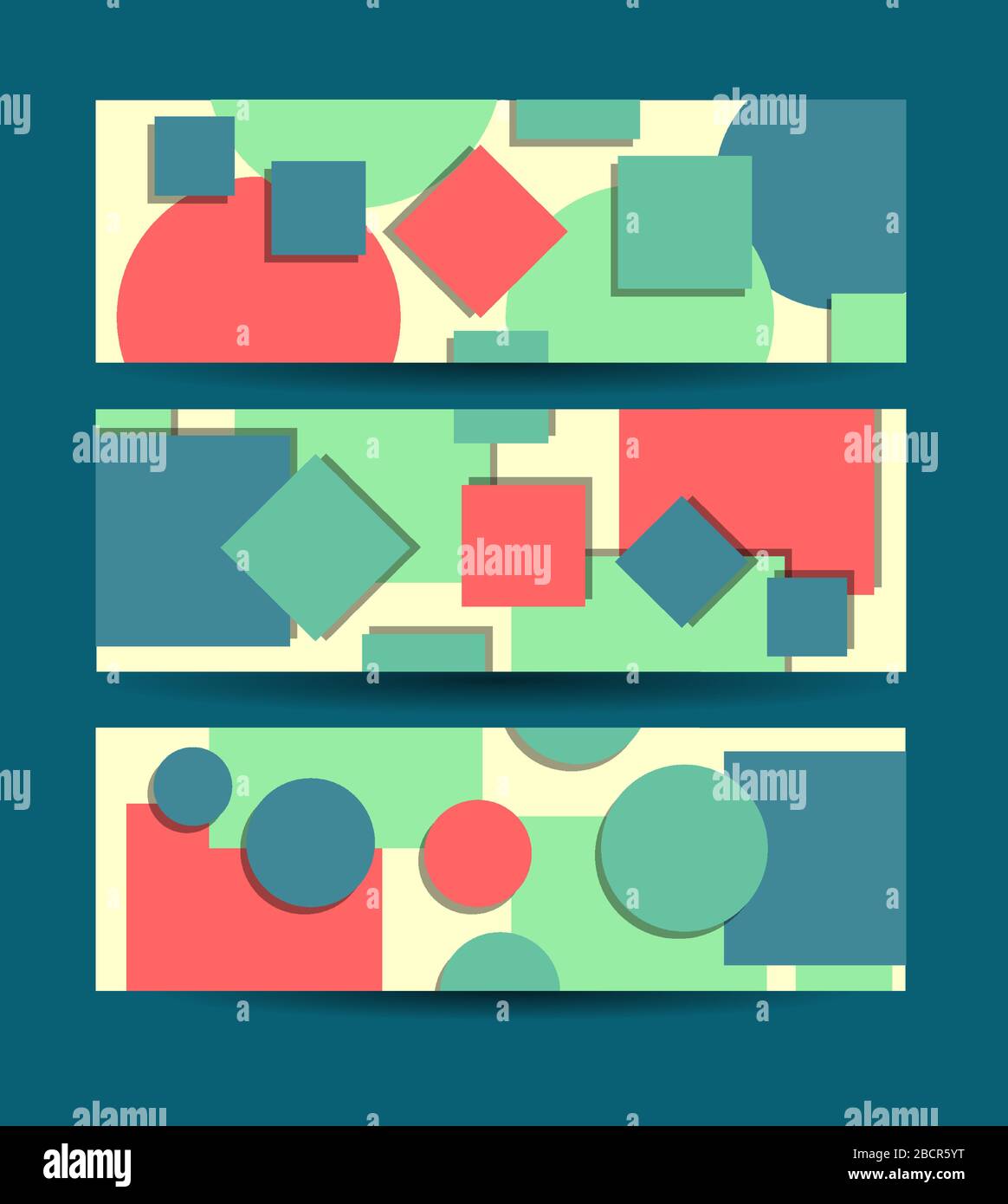 Set of wide horizontal background template. Geometry color backdrop ...