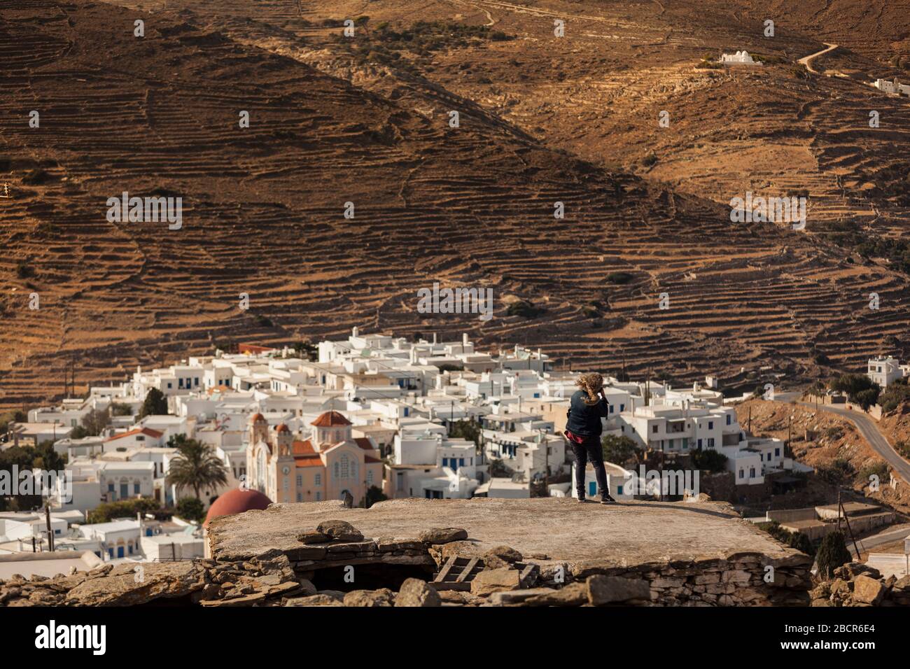 Greece, Cyclades archipelago, Tinos: Pyrgos village is built in the ...
