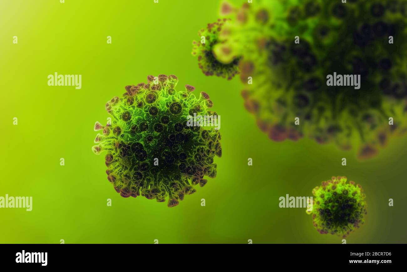 Macro view of novel coronavirus pneumonia cells, illustration with ...