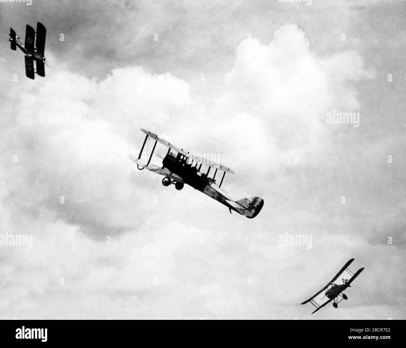 Three biplanes, possibly a composite (fake) photo, early 1900s Stock ...