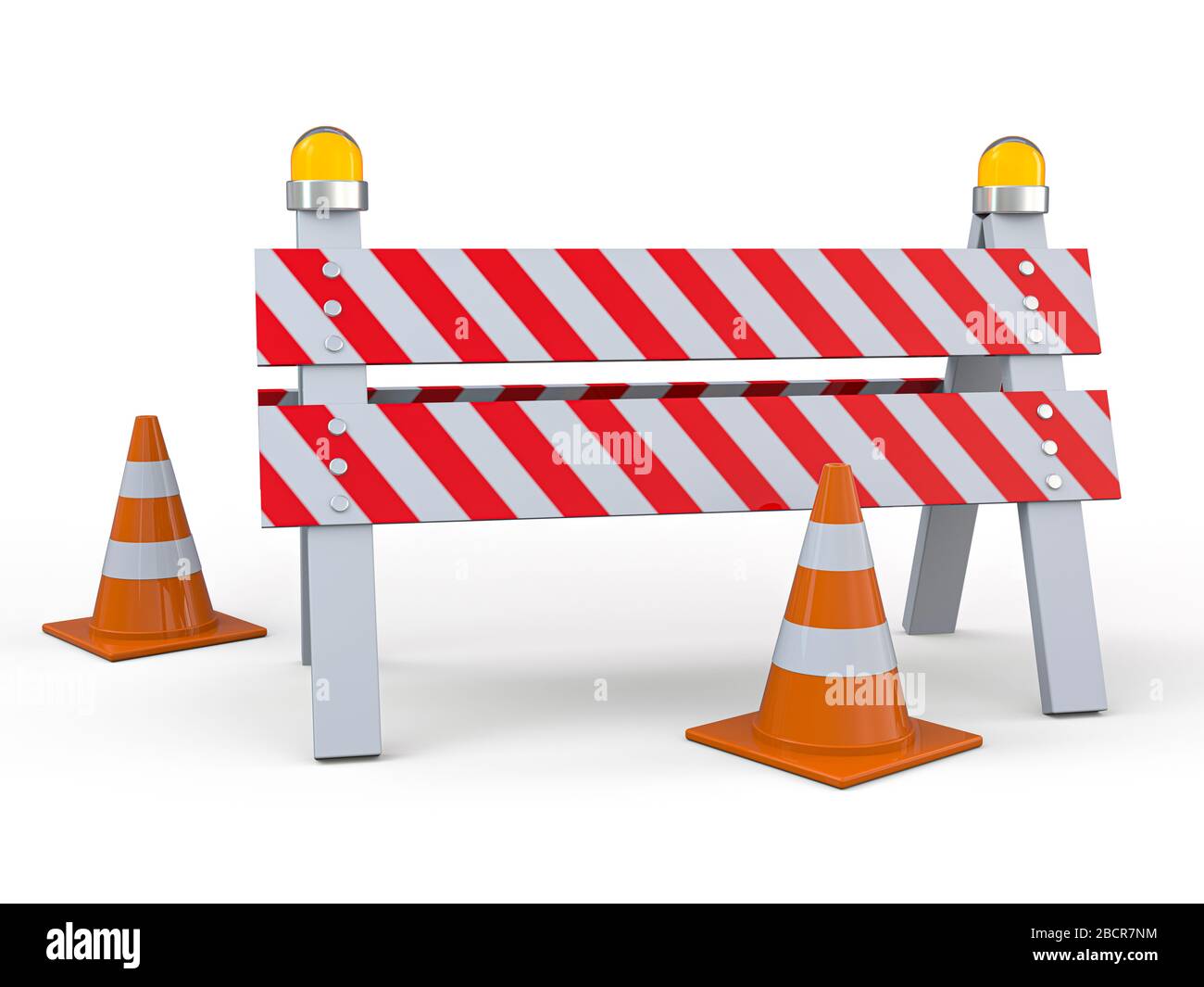 Signs of road work. Hazard warning. 3D rendering Stock Photo - Alamy