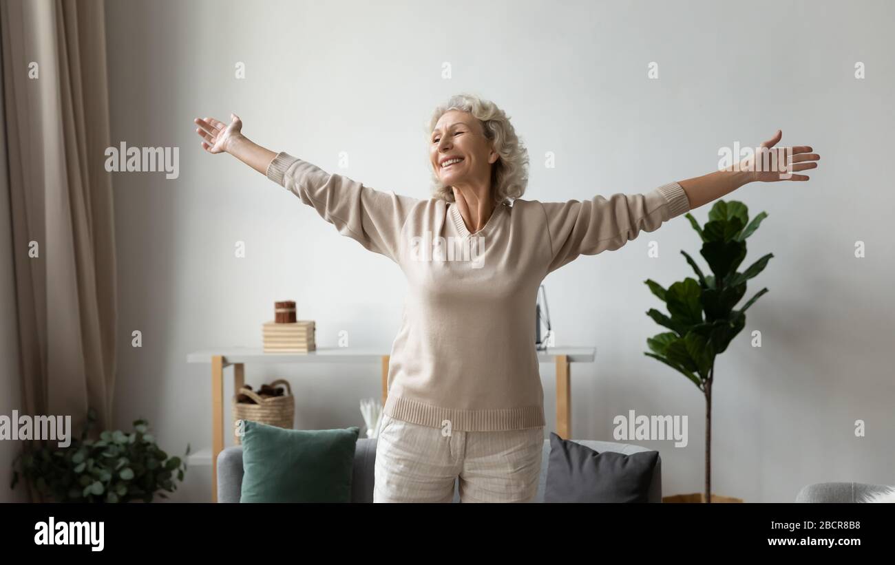 Retired senior woman enjoying freedom hi-res stock photography and ...