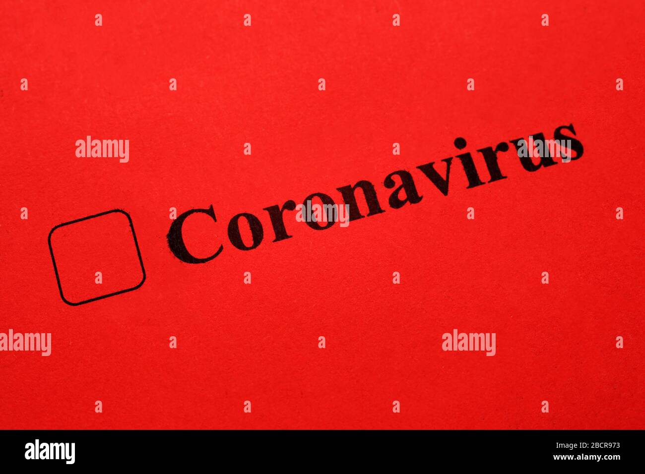 Coronavirus - checkbox with a tick on red paper. Checklist concept ...