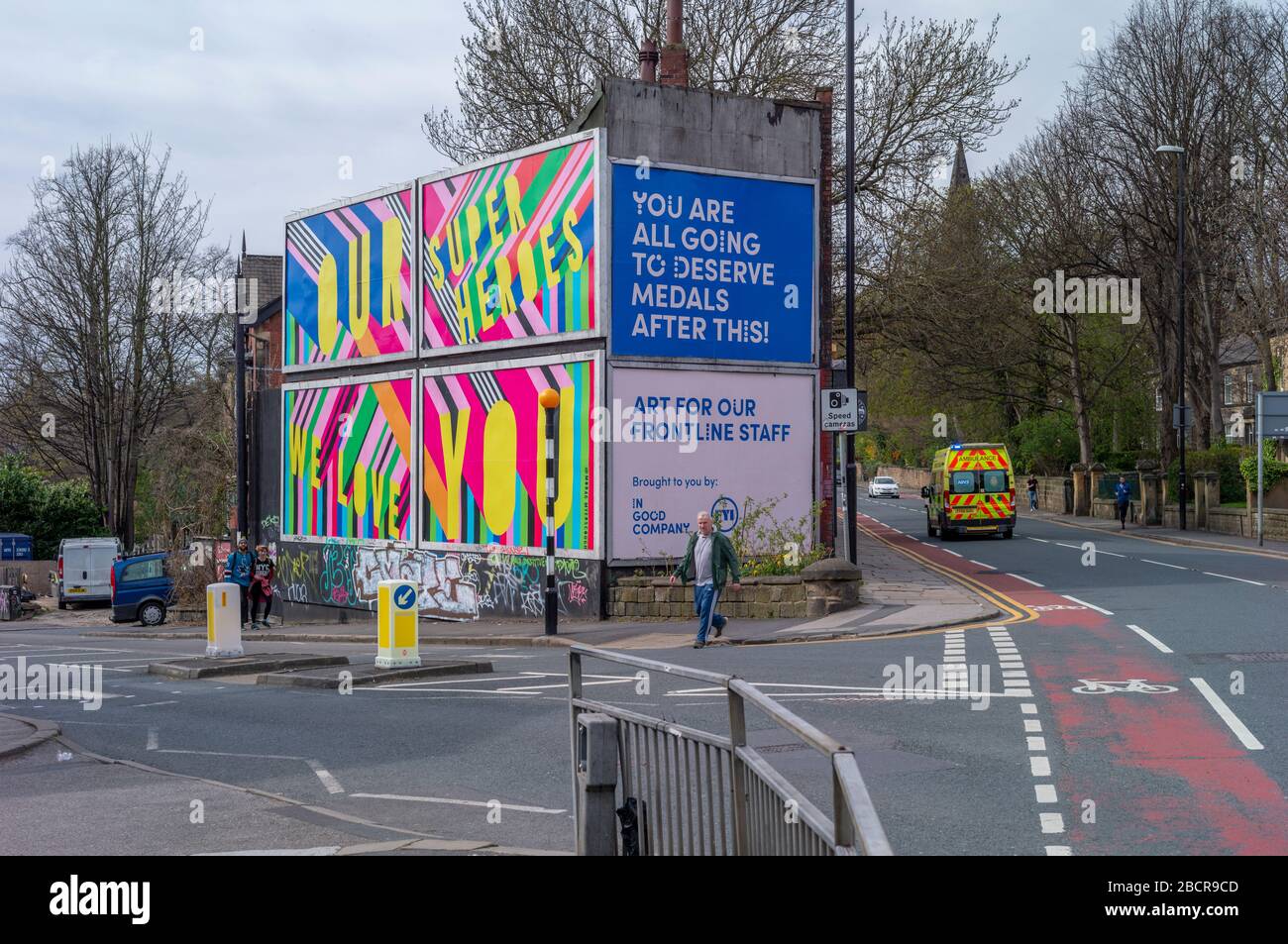 Leeds, UK. 5th Apr 2020. Art Work celebrating frontline National Health ...