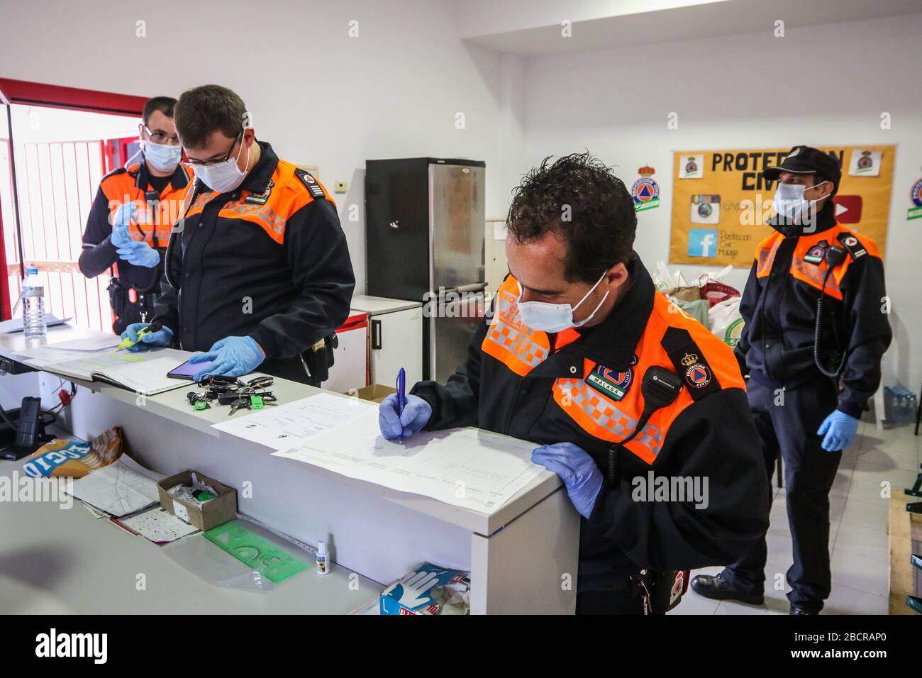 April 4, 2020: 5 April 2020 (Malaga) The civil protection unit of ...