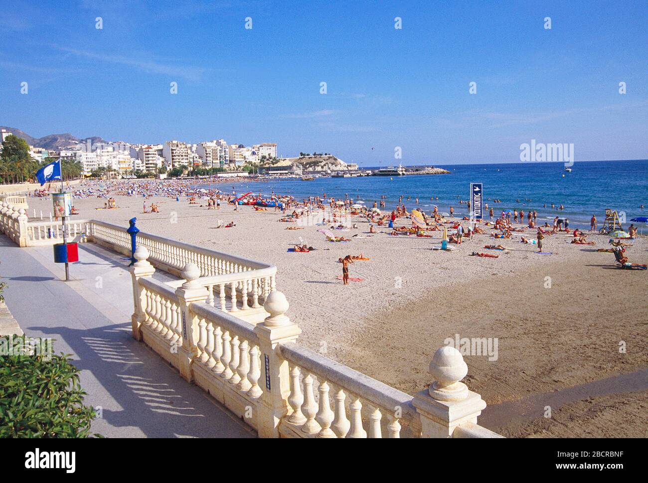 Poniente beach from the promenade. Benidorm, Alicante province ...