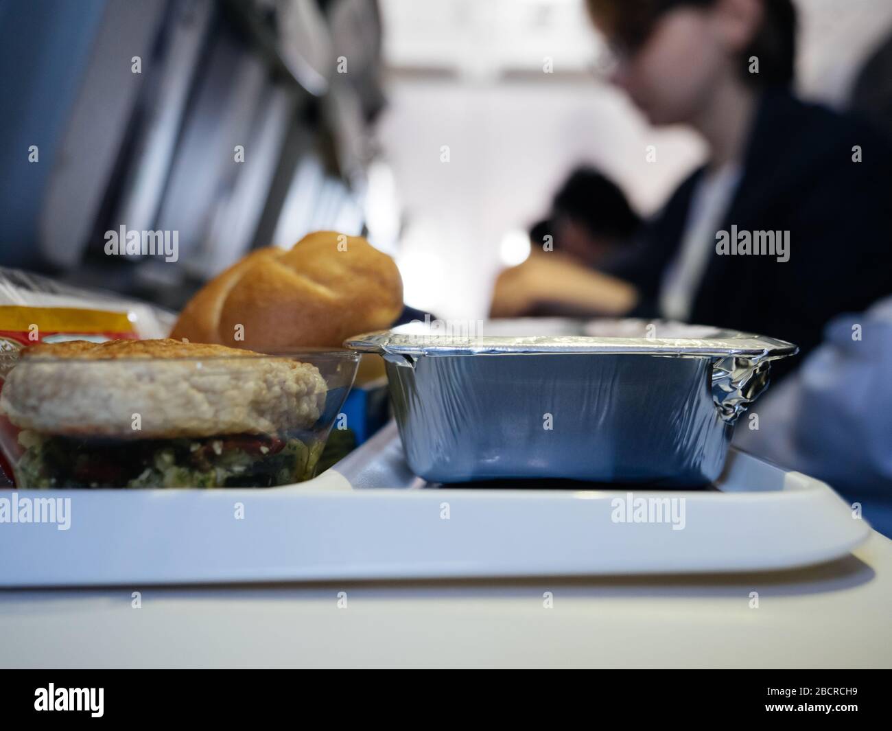 Aircraft meal during long transatlantic flight covered in special heat ...