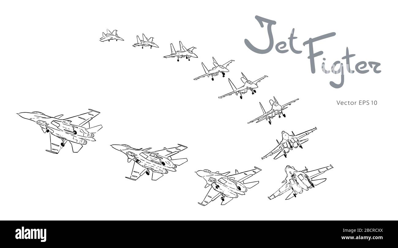 Modern Russian jet fighter aircraft flying by. Vector draw Stock Vector ...