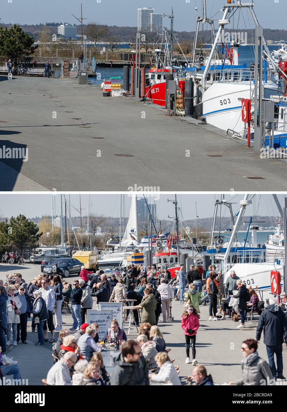 Niendorf, Germany. 05th Apr, 2020. The picture combination shows the ...