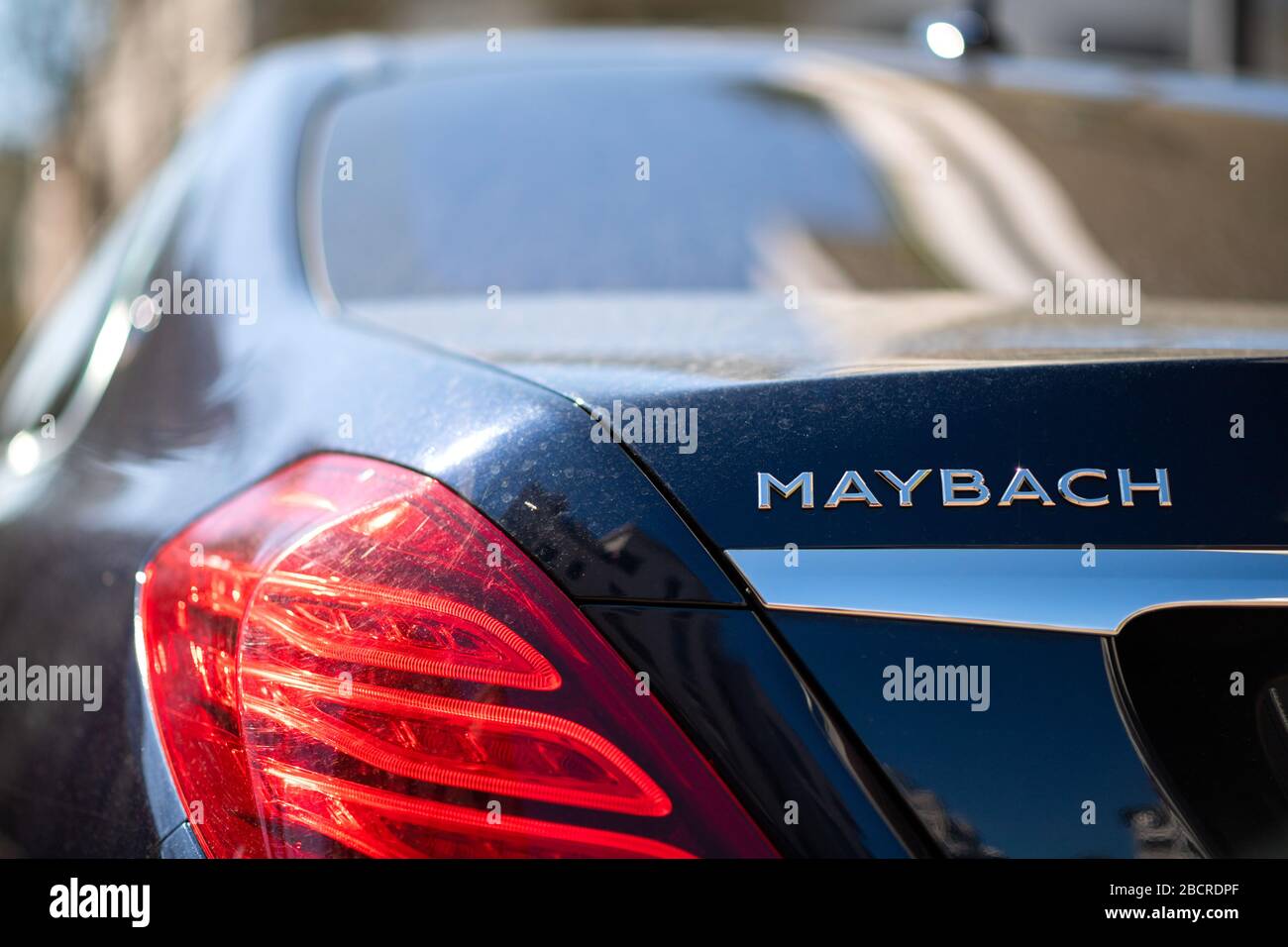 Strasbourg, France - Mar 22, 2020: City scene with rear view of luxury ...