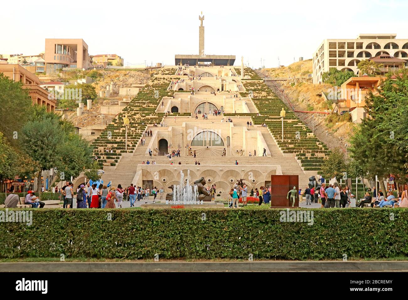 Many People Enjoy Their Afternoon at the Yerevan Cascade in the Early ...