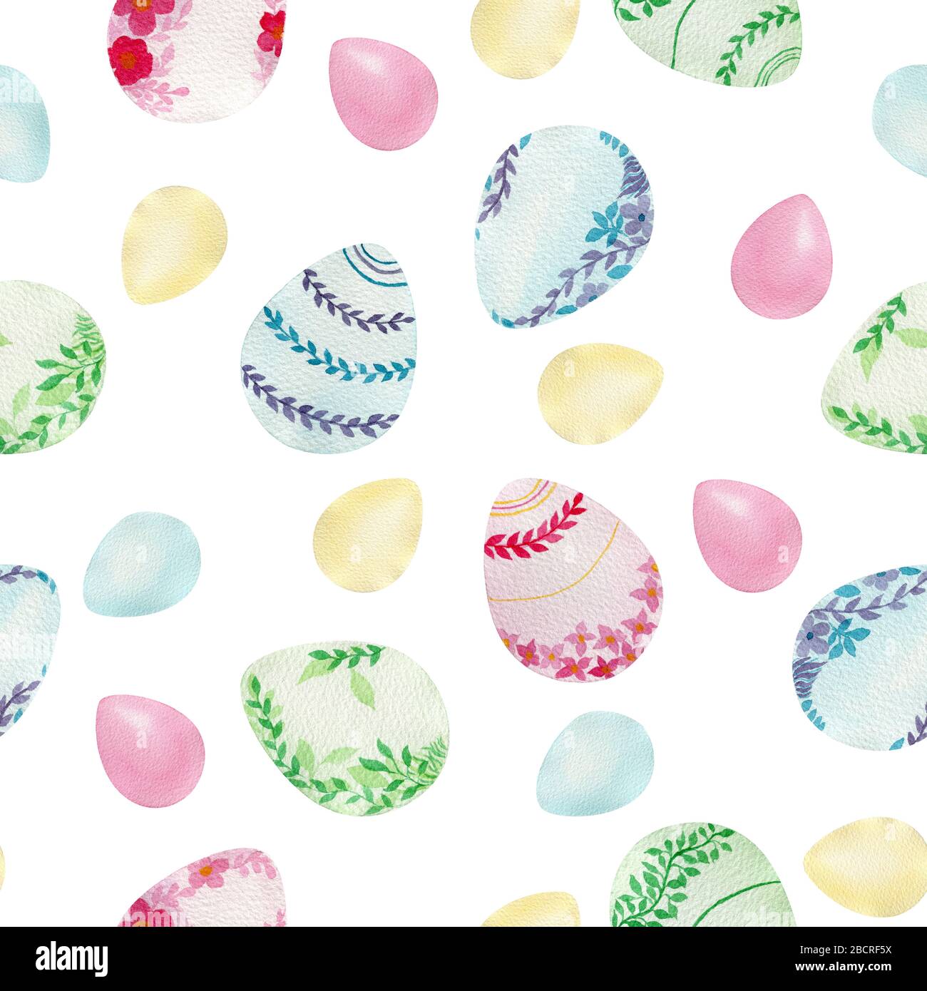 seamless repeat pattern with watercolor Easter eggs, Easter decoration ...