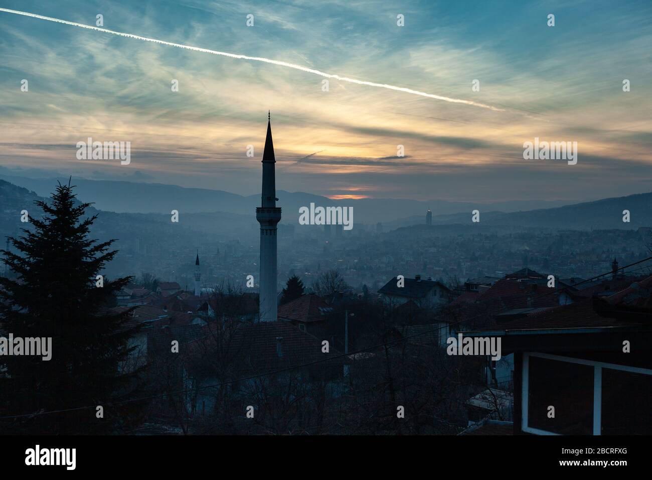 Sarajevo skyline at sunset, Bosnia and Herzegovina Stock Photo - Alamy