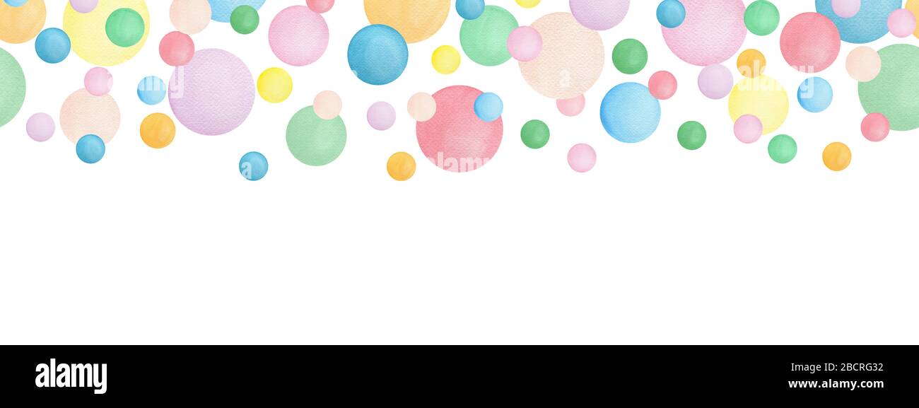seamless banner design with colorful watercolor bubbles, ornamental ...
