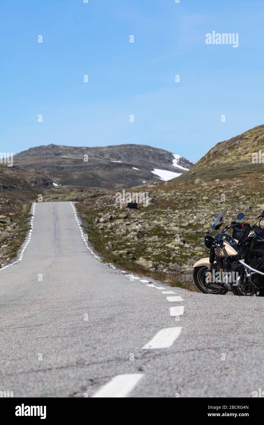 Norwegian Scenic Route Aurlandsfjellet 243 runs across the mountains ...