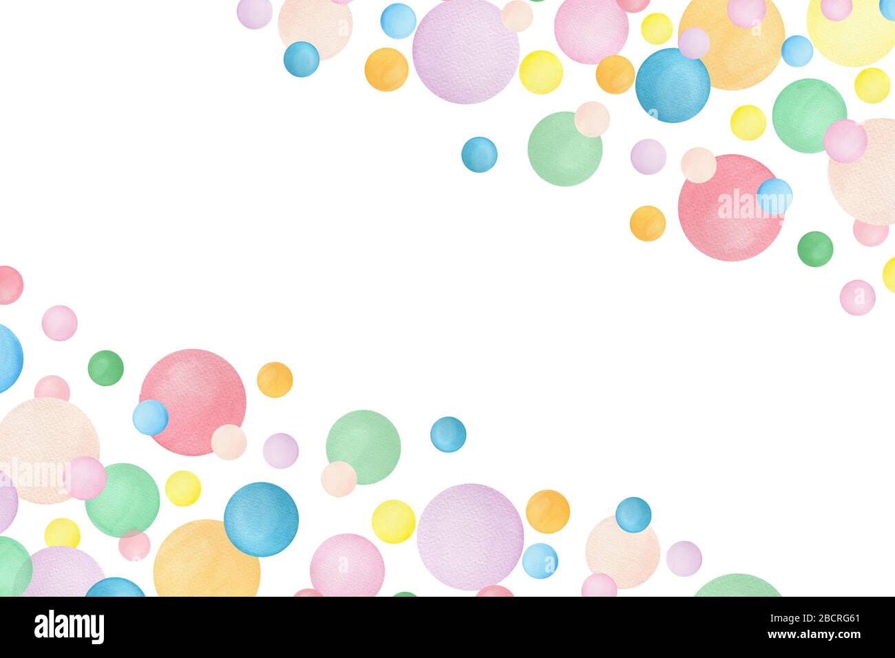 watercolor frame bubbles background, card design illustration with ...