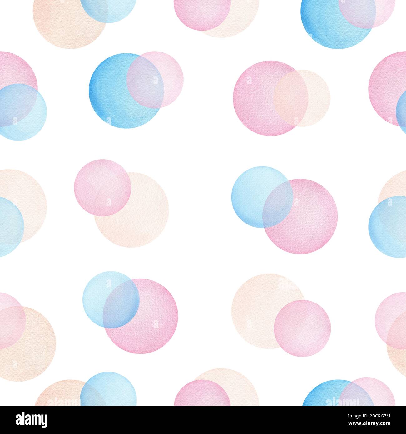seamless repeat pattern with watercolor bubbles, bright and happy ...