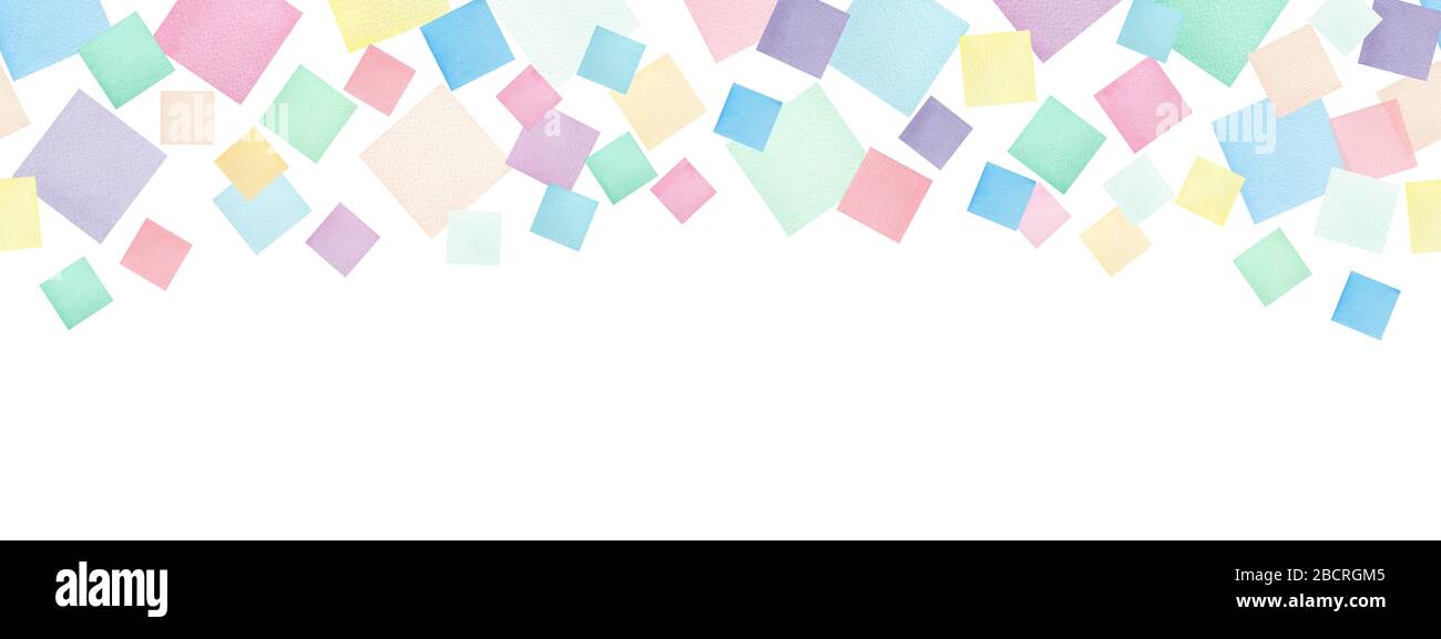 seamless banner design with colorful watercolor square, mosaic ...