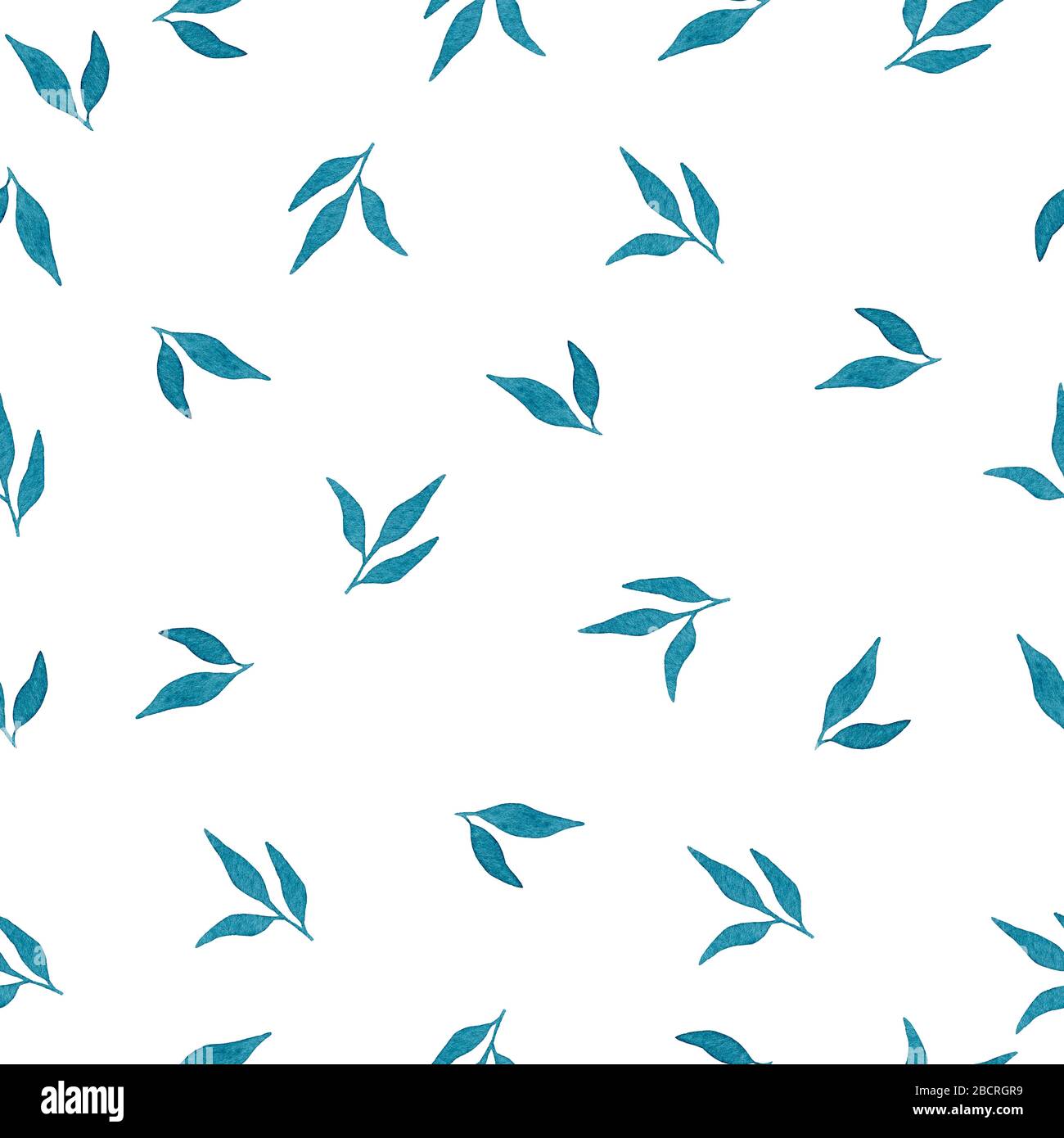 simple teal leaves seamless background, botanic watercolor decoration ...