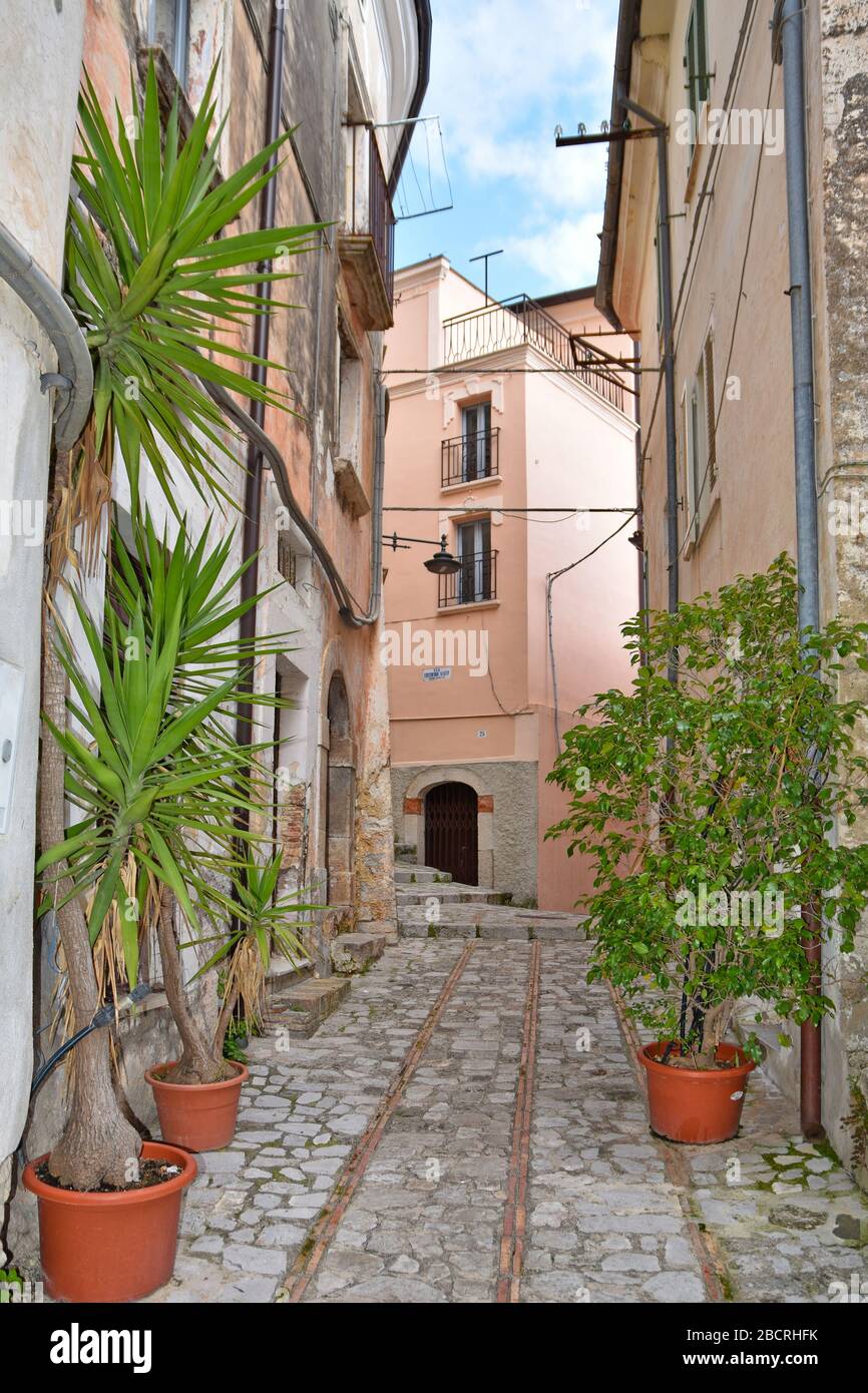 A narrow street in a small village in central Italy Stock Photo - Alamy