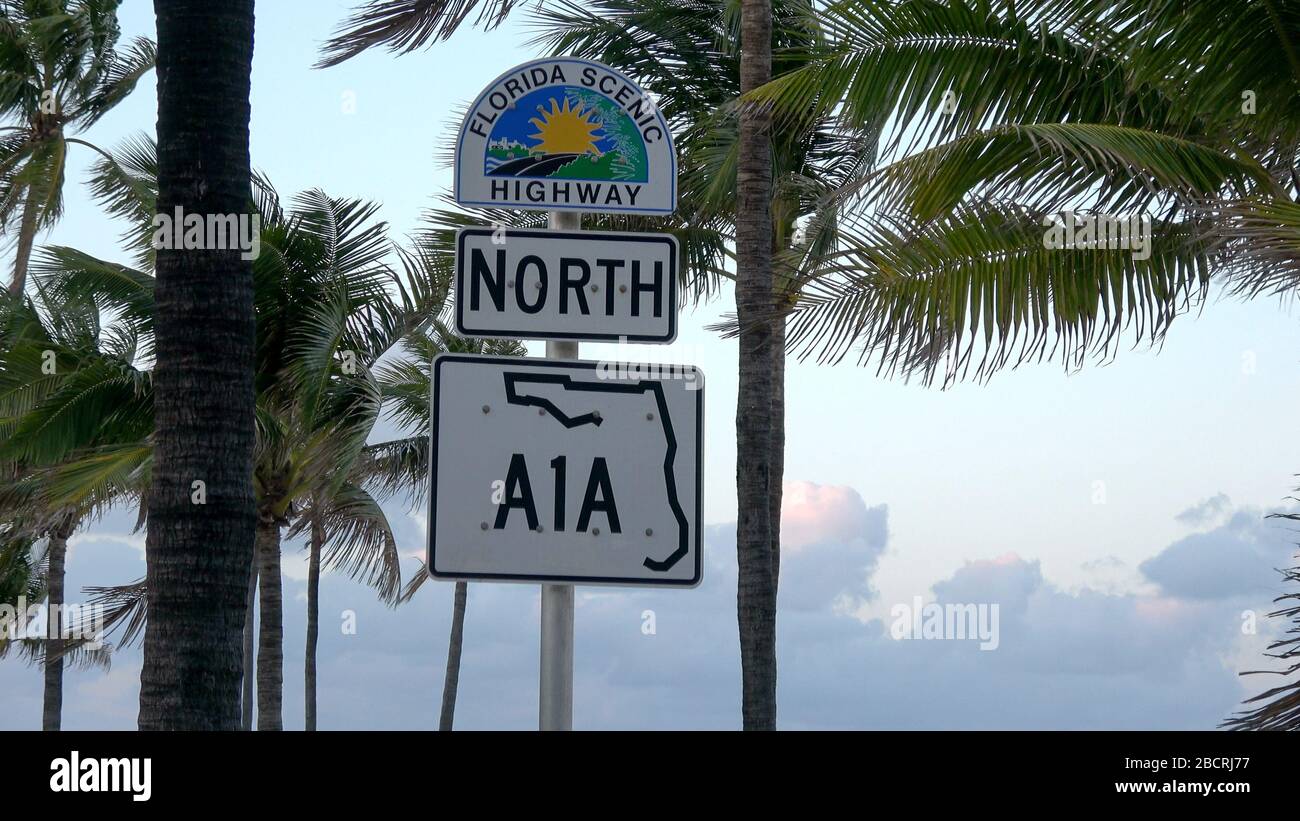 Street sign of A1A North Stock Photo - Alamy