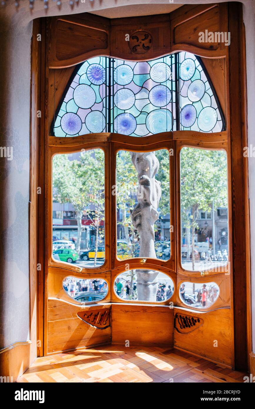 the interior of the famous Casa Batllo, restored by Antonio Gaudi and ...