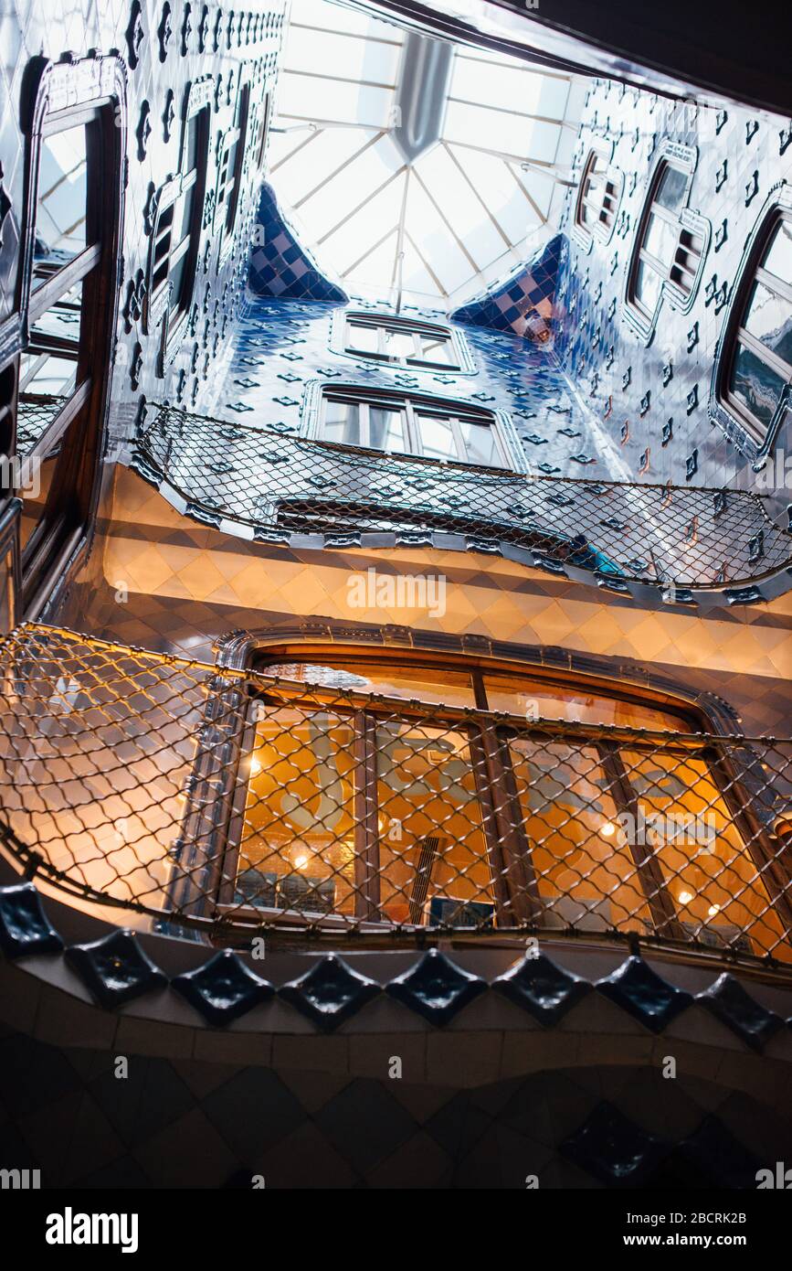 the interior of the famous Casa Batllo, restored by Antonio Gaudi and ...
