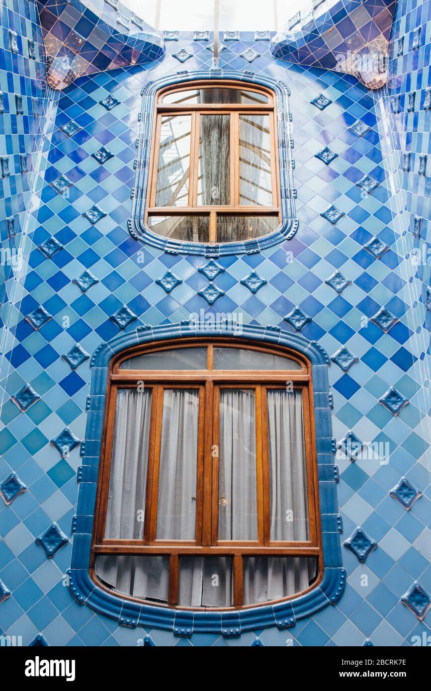 the interior of the famous Casa Batllo, restored by Antonio Gaudi and ...