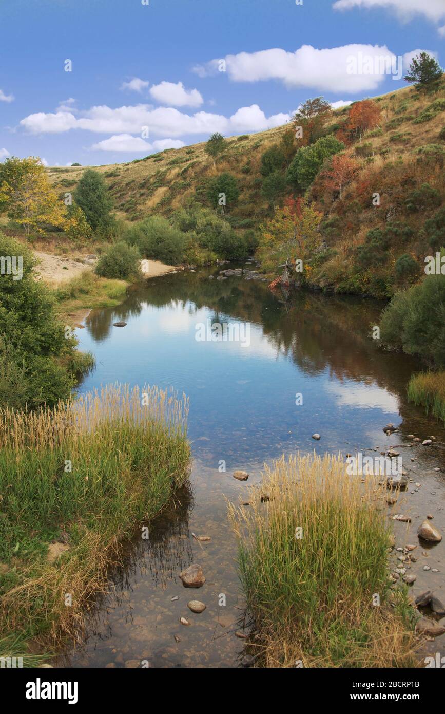 Loire River at its source Gerbier de Jonc Cevenne Highlands France ...