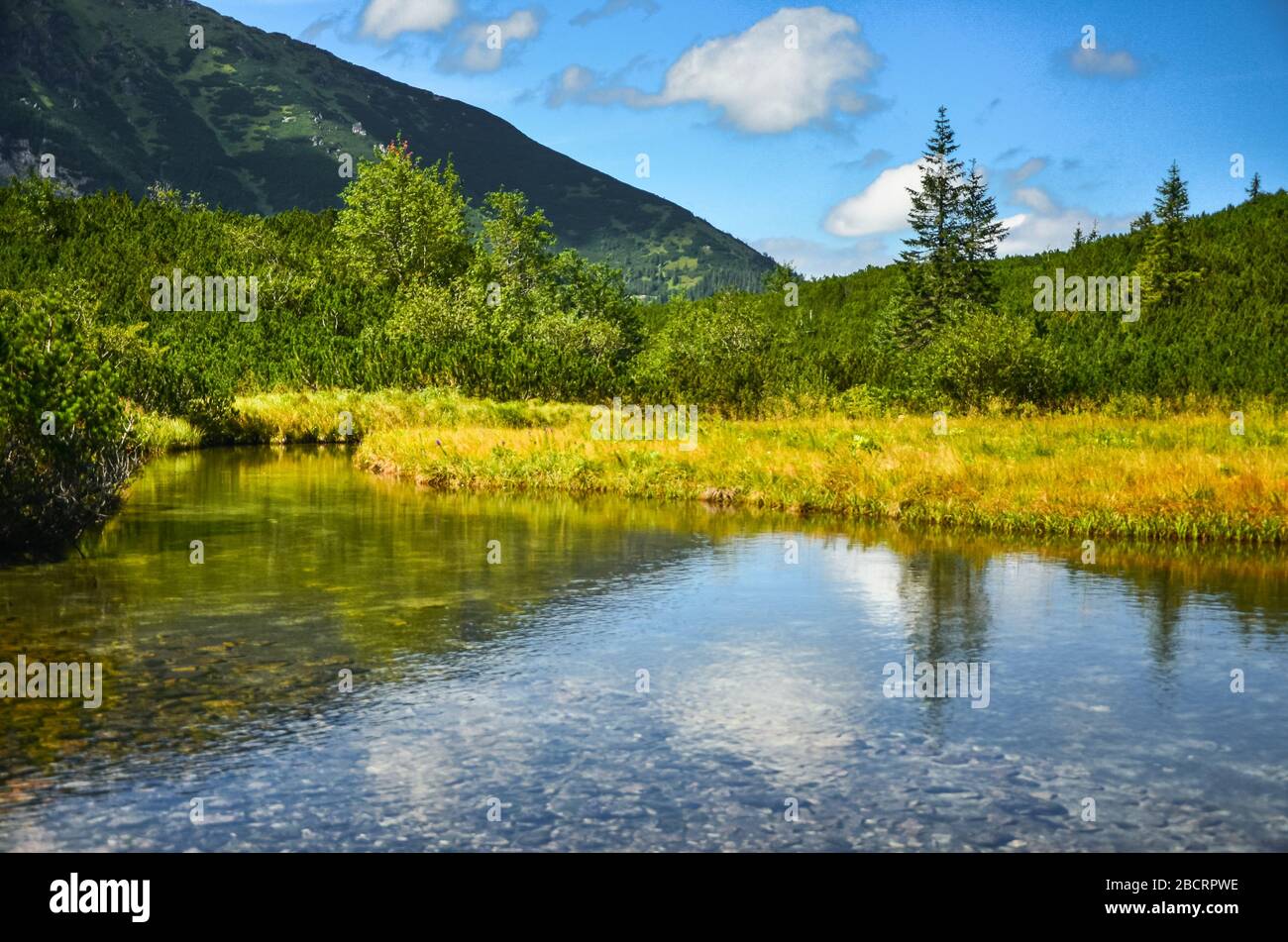 Calm blue lake in mountains, edit space Stock Photo - Alamy