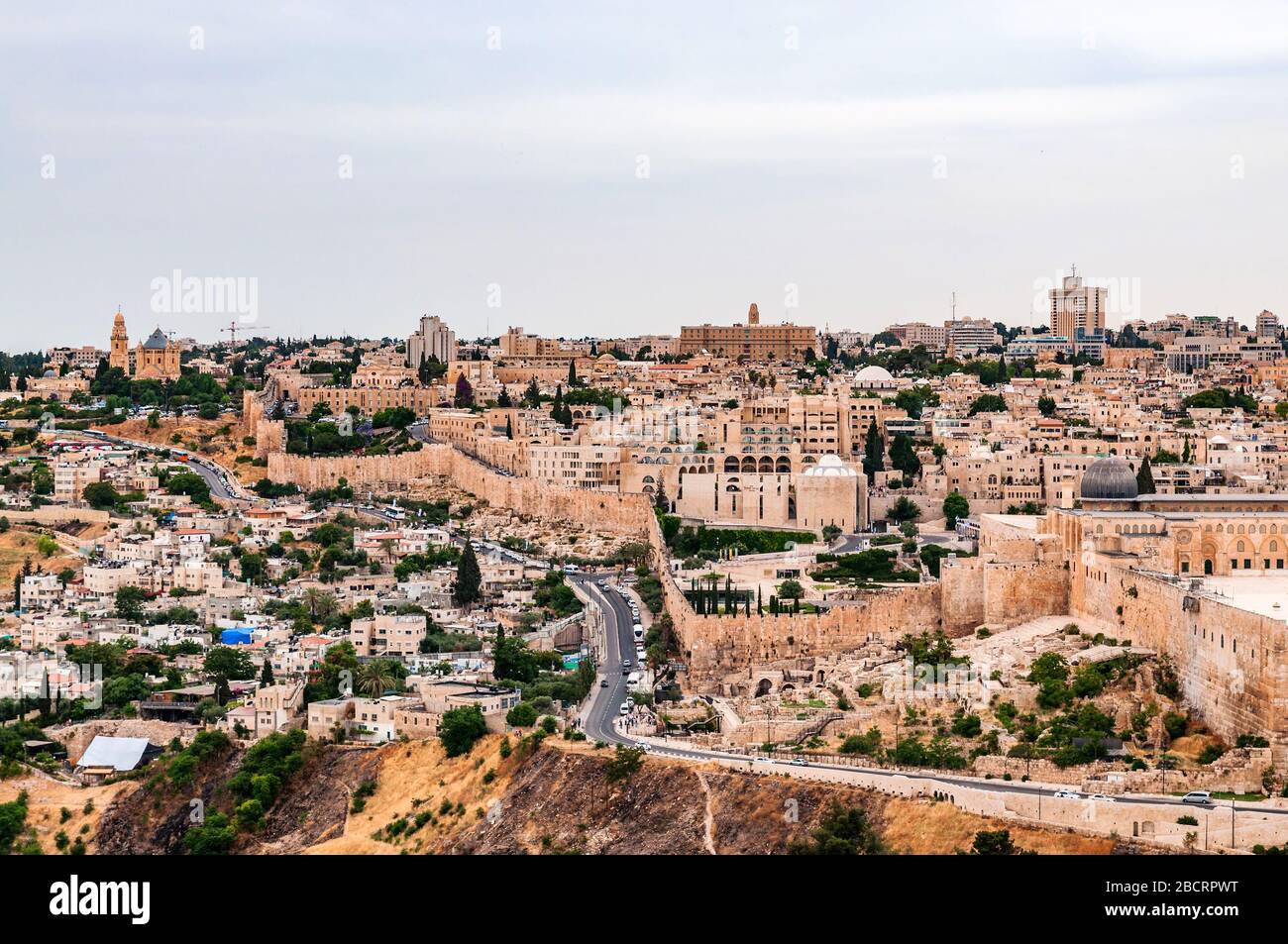 panoramic view of mount of olives and historic center of jerusalem ...
