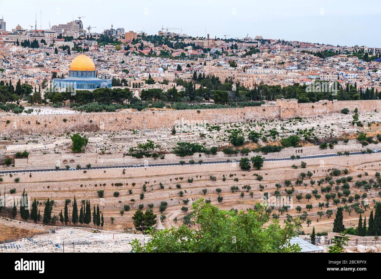 panoramic view of mount of olives and historic center of jerusalem ...