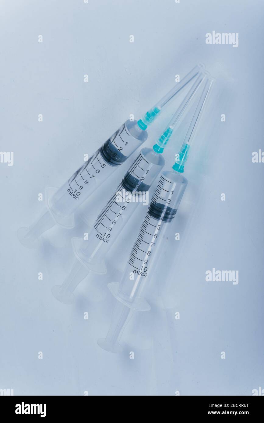 Medicine, Injection, vaccine and disposable syringe isolated, drug ...