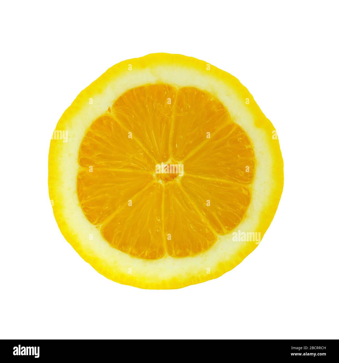 Juicy yellow slice of lemon on a white background isolated. Cut lemon ...