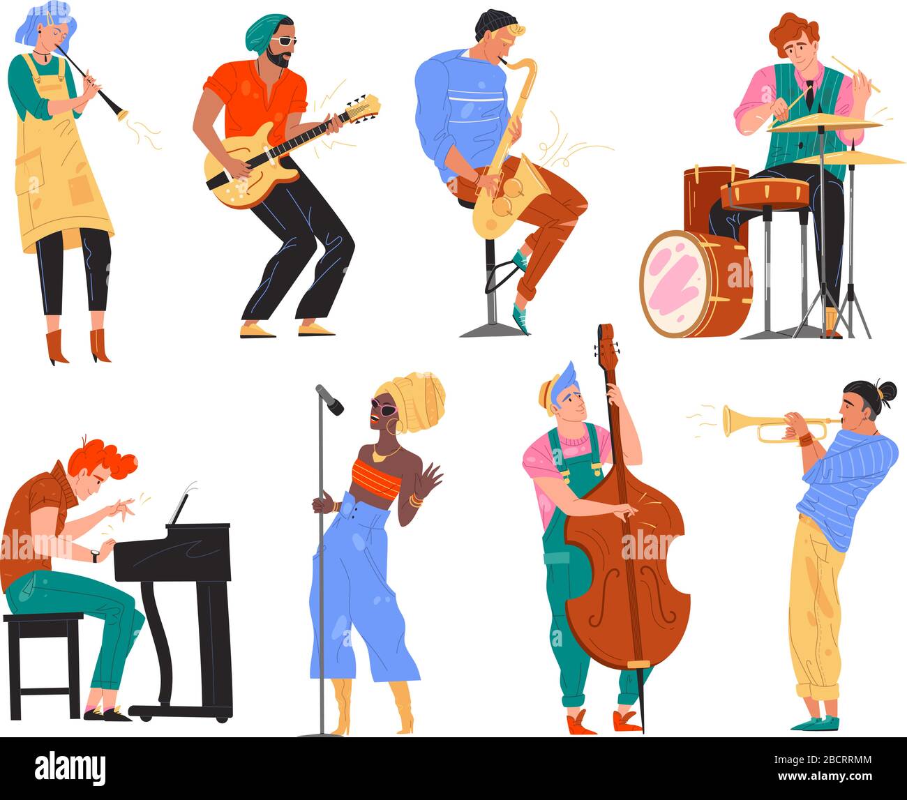 Vector illustration character jazz band playing Stock Vector Image ...