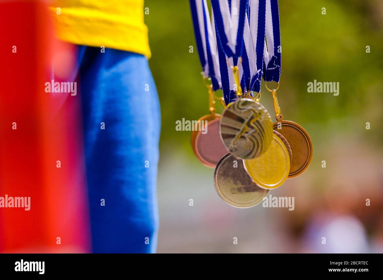 Gold, silver and bronze metal in the air. Nice background for sport ...