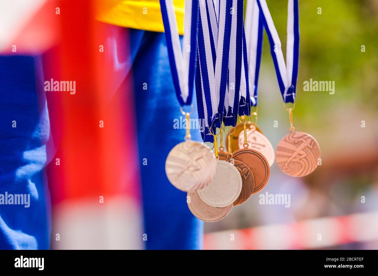 Gold, silver and bronze metal in the air. Nice background for sport ...