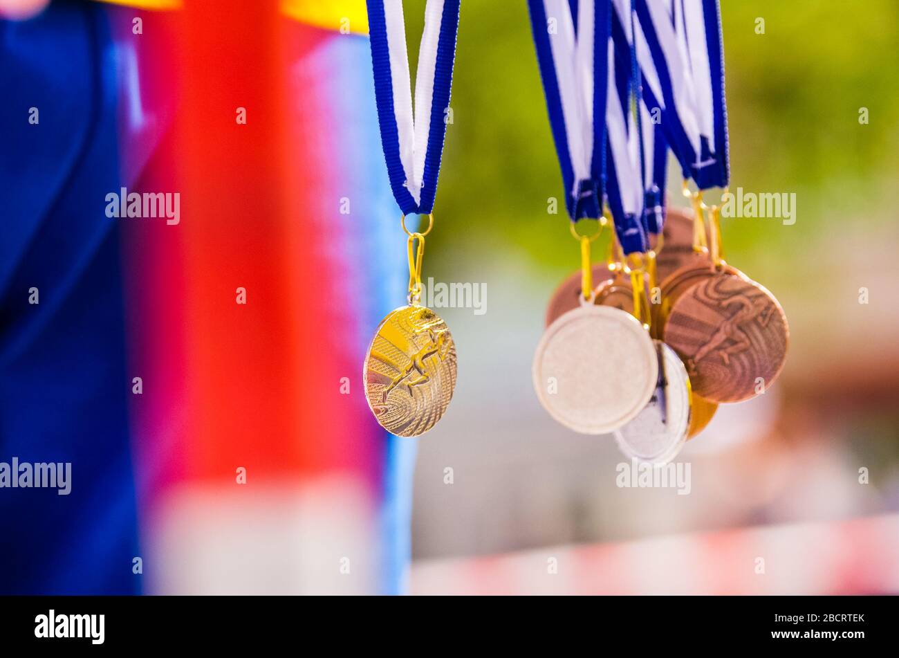 Gold, silver and bronze metal in the air. Nice background for sport ...